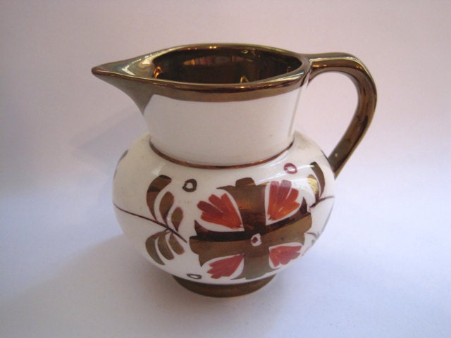 Vintage Ceramic Pitcher Creamer Copper Lusterware Miniature Decorative ...