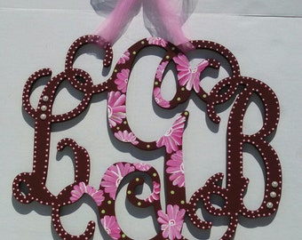 20 x 23 inch Painted Monogram - Hanging Monogram - Nursery Monogram ...