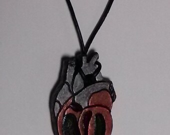 copper and silver human heart handmade clay necklace anatomy jewelry ...