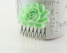 Popular items for mint green hair comb on Etsy