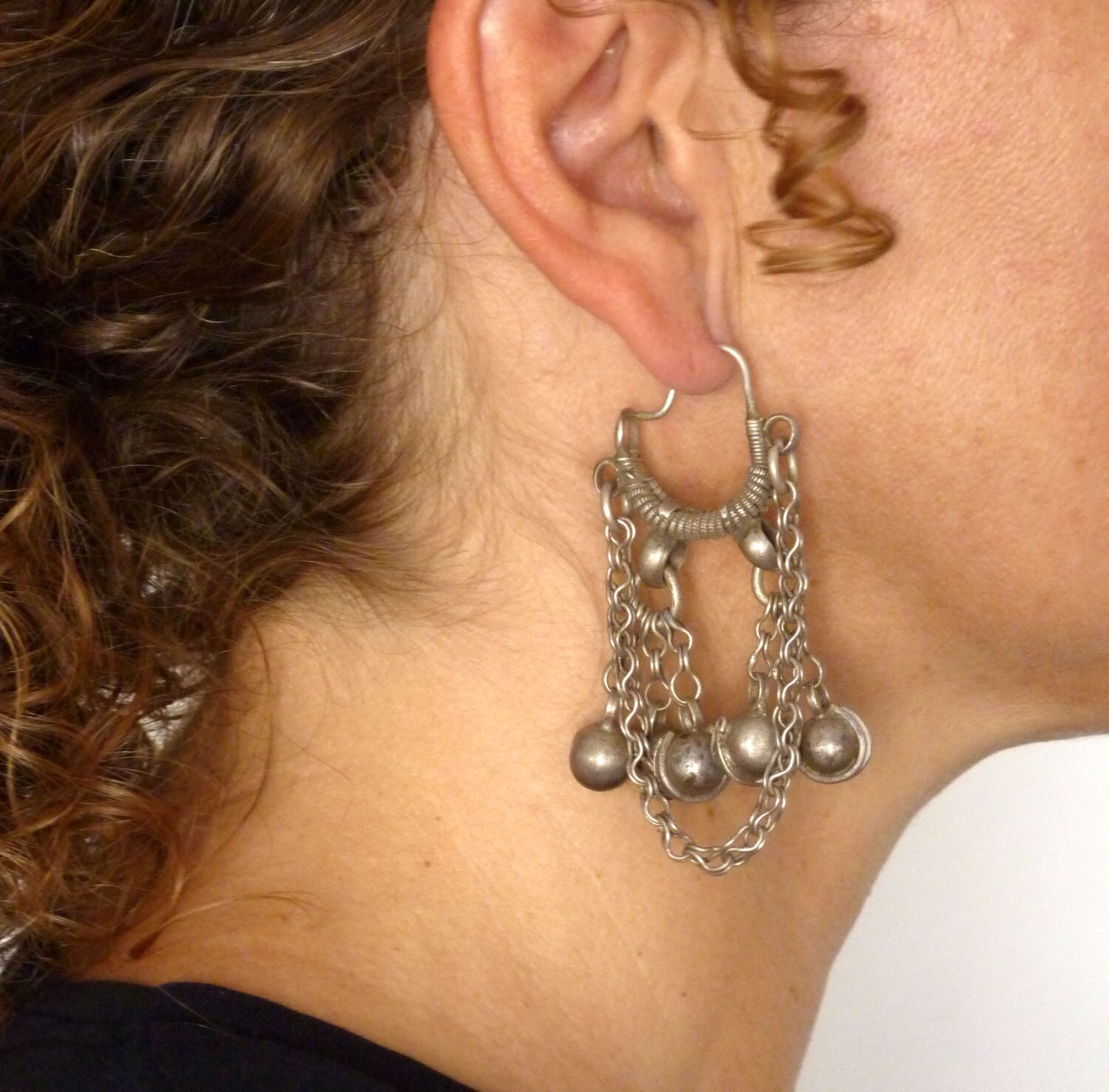 Indian tribal ethnic earrings silver indian jewelry