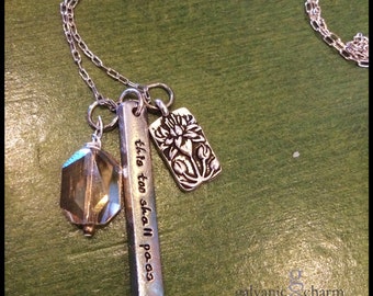 This Too Shall Pass Charm Necklace with Lotus Charm