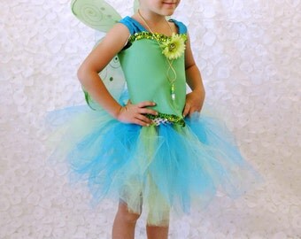 Kids Fairy Costume or Princess Costume . Green and Blue Fairy Princess ...