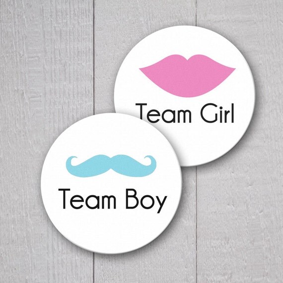 Gender Reveal Party Stickers Team Girl by OrangeUmbrellaCo on Etsy