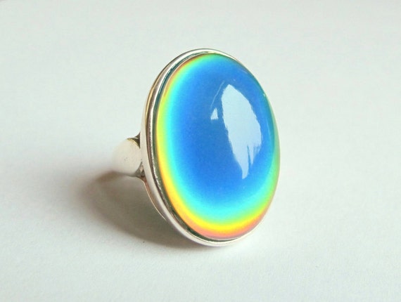 Mood Ring Sterling Silver 925 25x18 Quality Mood Stone by everise