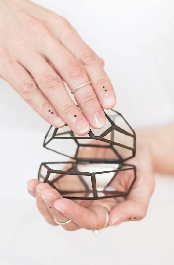 Faceted ring box. Gemstone glass box. Crystal glass box. Stained glass ...
