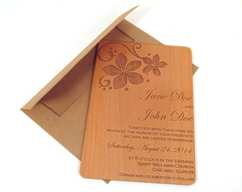 Engraved Wooden Wedding Invitation Real Wood by memoriesforlifesb