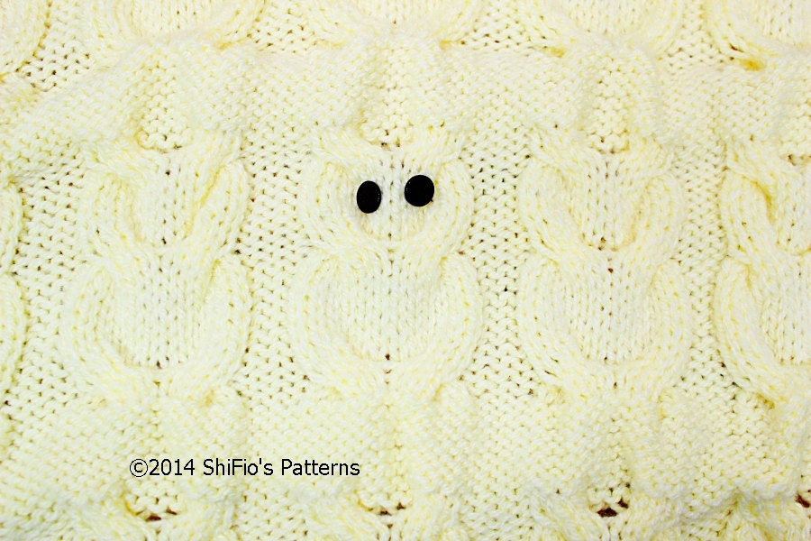 KNITTING PATTERN For Baby Owl Cable Blanket PDF 246 Digital