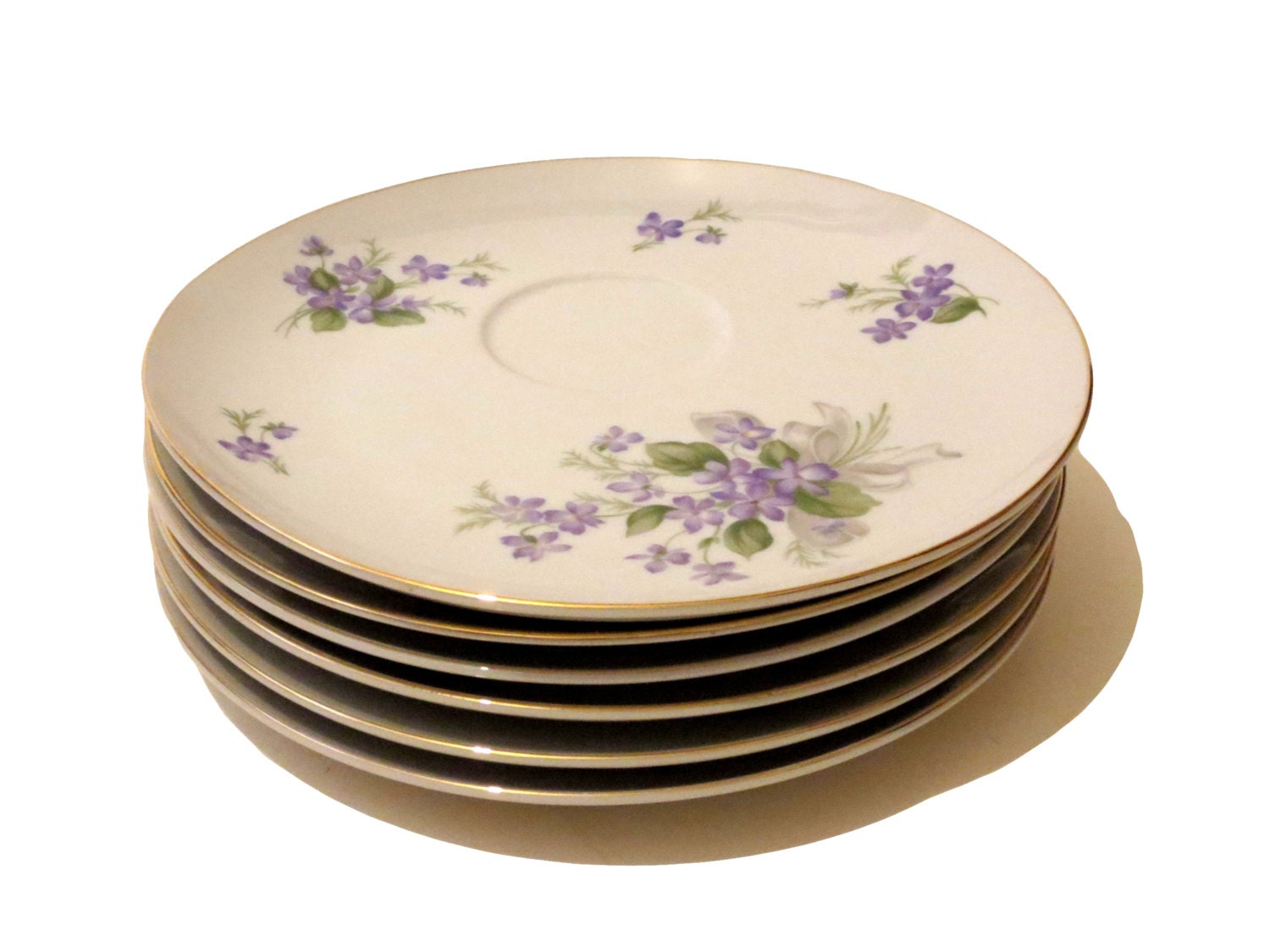 Vintage Plate Set 6 Plates Luncheon Tea Purple Floral Violets Plates ...