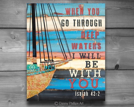 ART PRINTABLE Isaiah 43:2 digital download DIY Christian