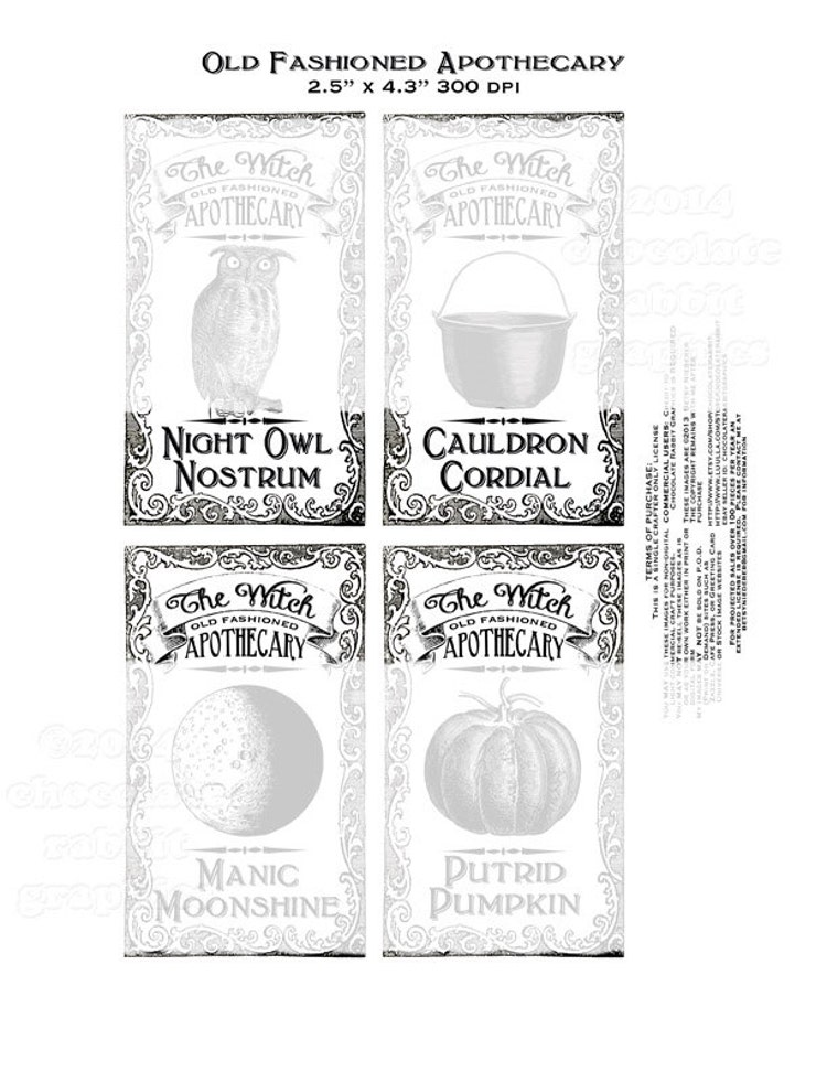 Halloween Witch Apothecary Potion Labels by chocolaterabbit