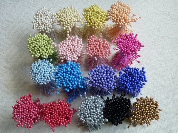 1 Bundle of Double Sided Pearl Cone Tip Floral Stamen You