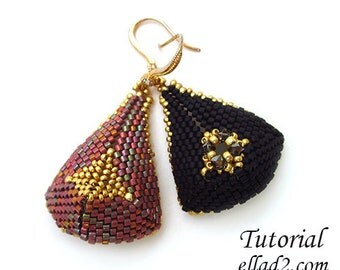 TUTORIAL Russian Leaf Earrings Bead pattern PDF by Ellad2 on Etsy