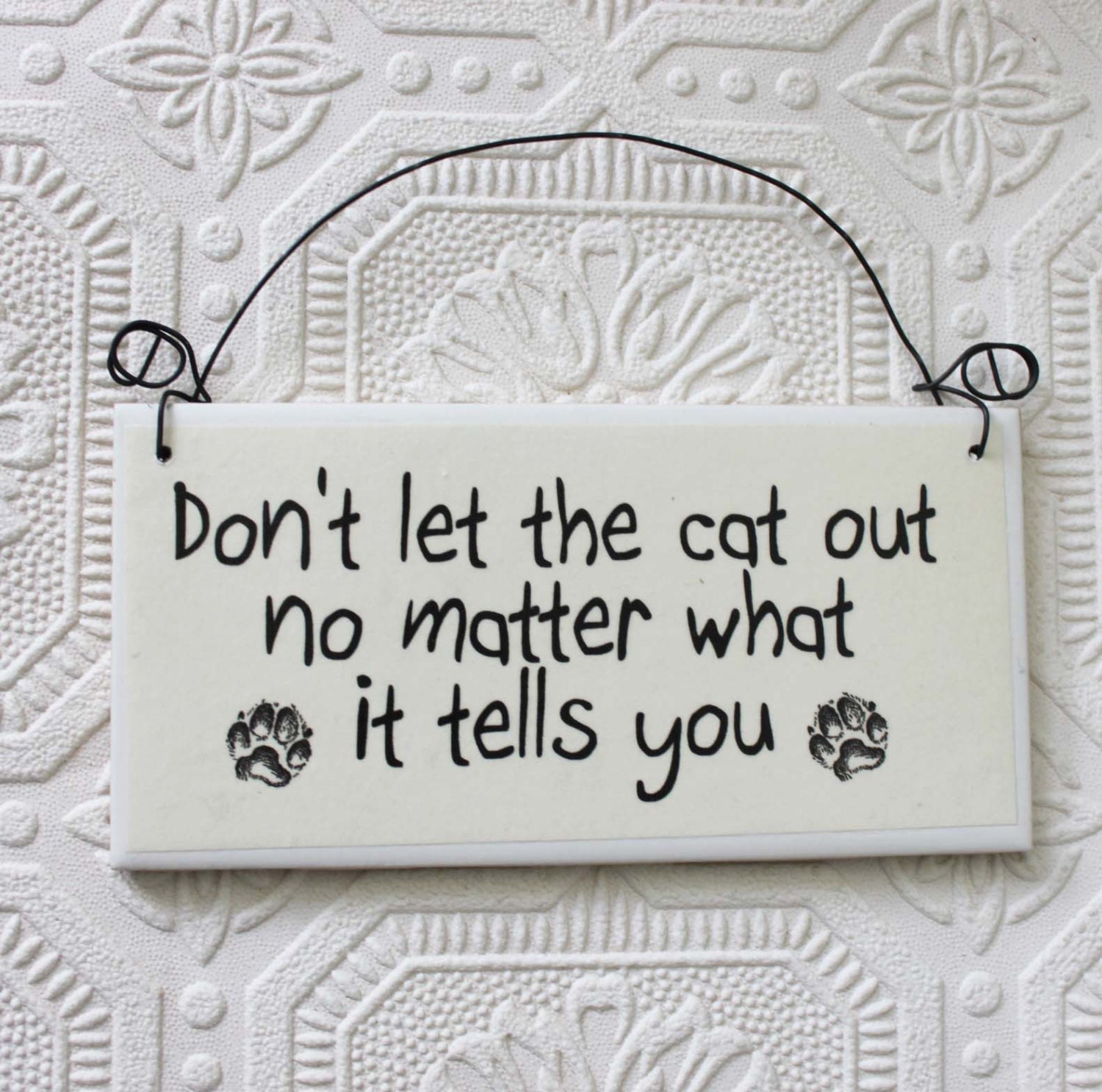 Funny Warning Sign Don't Let The Cat Out No Matter What