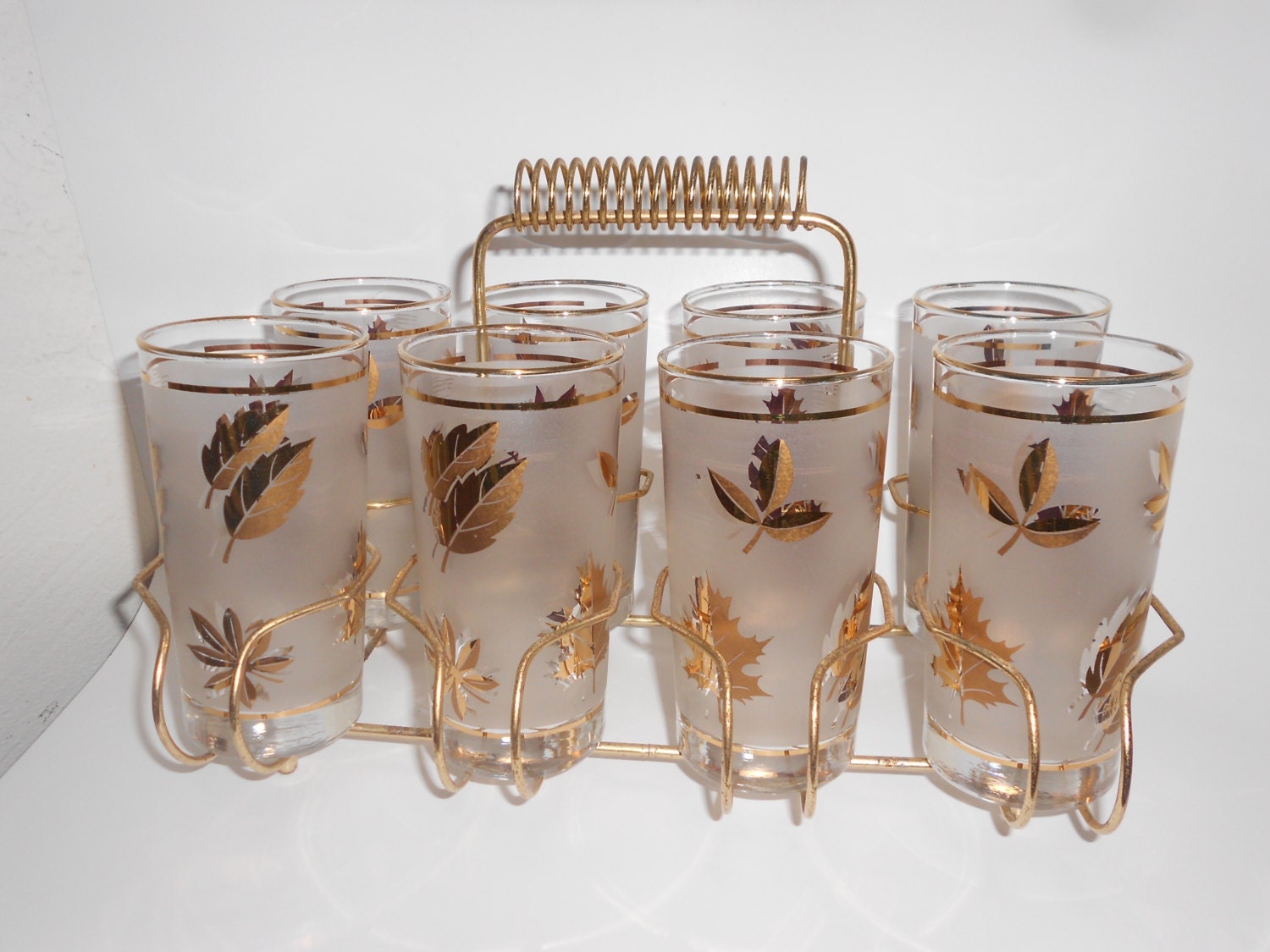 Hollywood Regency Rat Pack Barware Set 8 Highballs & Rack Mad Men Chic ...