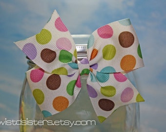 Hot Pink and White Chevron Print Bow by 2twistdsisters on Etsy