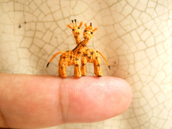 Miniature Giraffe Couple Micro Dollhouse Amigurumi Animals