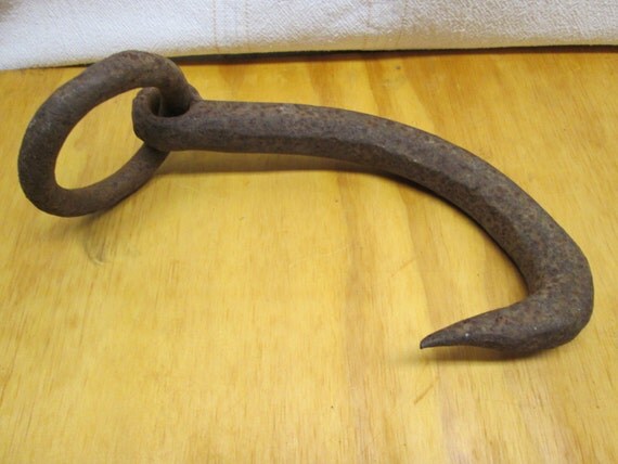 Large Farm or Logging Hook 16 Rusty and Rustic Hook by HeyJunkman