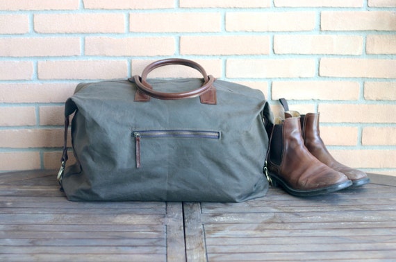 Waxed Canvas Weekender Bag Handmade Waxed By Creazionidiangelina