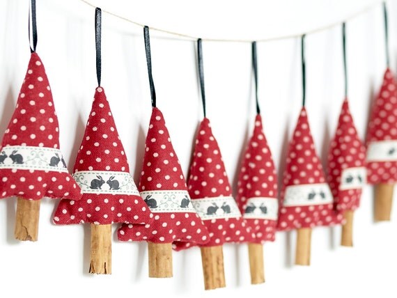 Bunny Rabbit Country Christmas Decorations Set of by SongoftheSeam