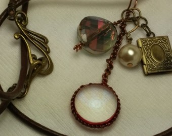 Wire Wrapped Magnifying Glass, Flawless Glass Pearl, Brass Book that ...