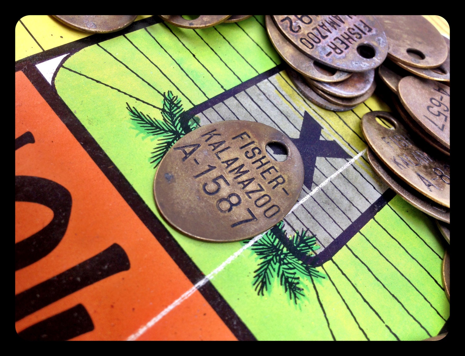 Antique Oval Numbered Brass tags – Fisher Kalamazoo Automotive tool tag ...