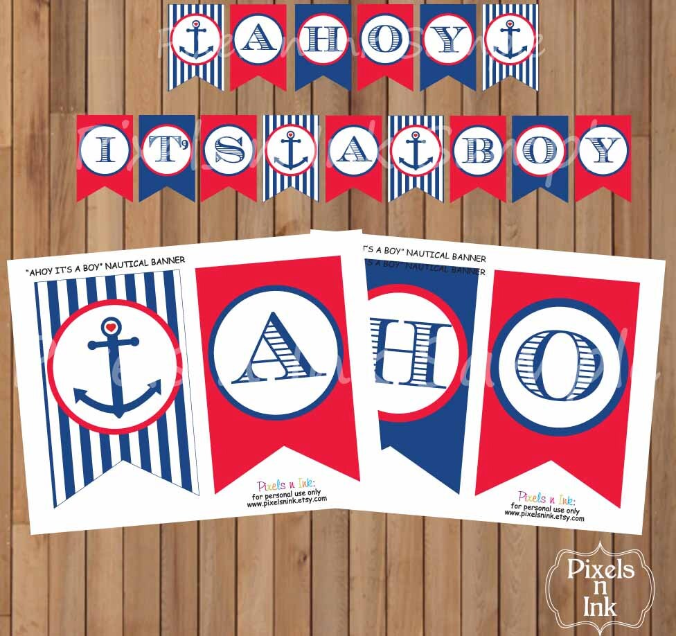 Printable Ahoy It's A Boy Nautical Anchor