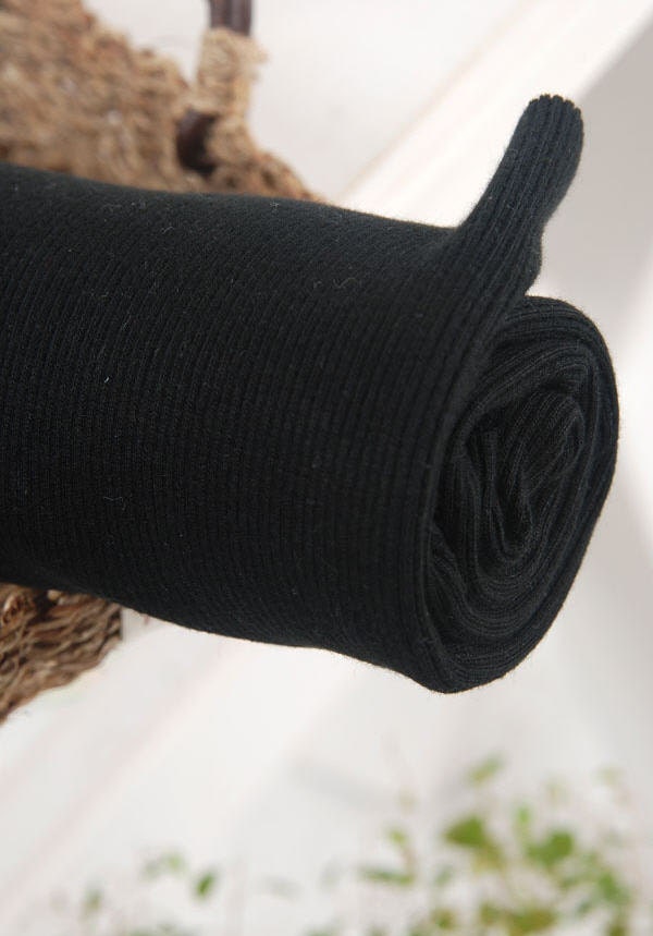 Ribbing Fabric Cotton Rib Knit Black By the Yard 41982