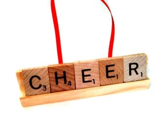 Cheer Ornament - Scrabble Ornament - Cheerleading Gift - Scrabble Tile ...