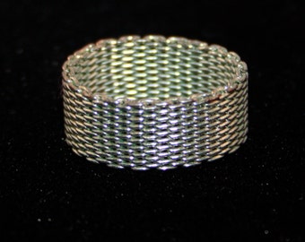 Vintage Mesh Ring - silver tone