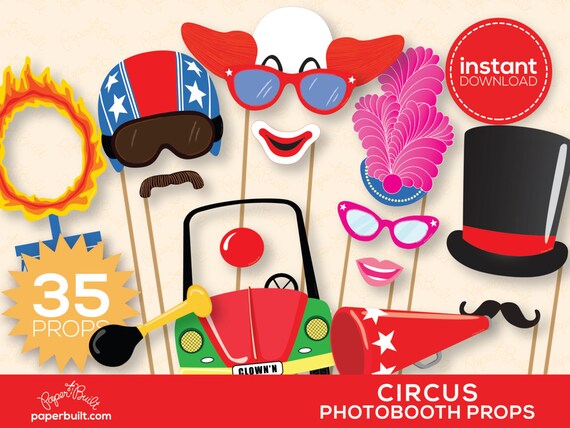 Circus Photo Booth Props Photobooth Props by PaperBuiltShop