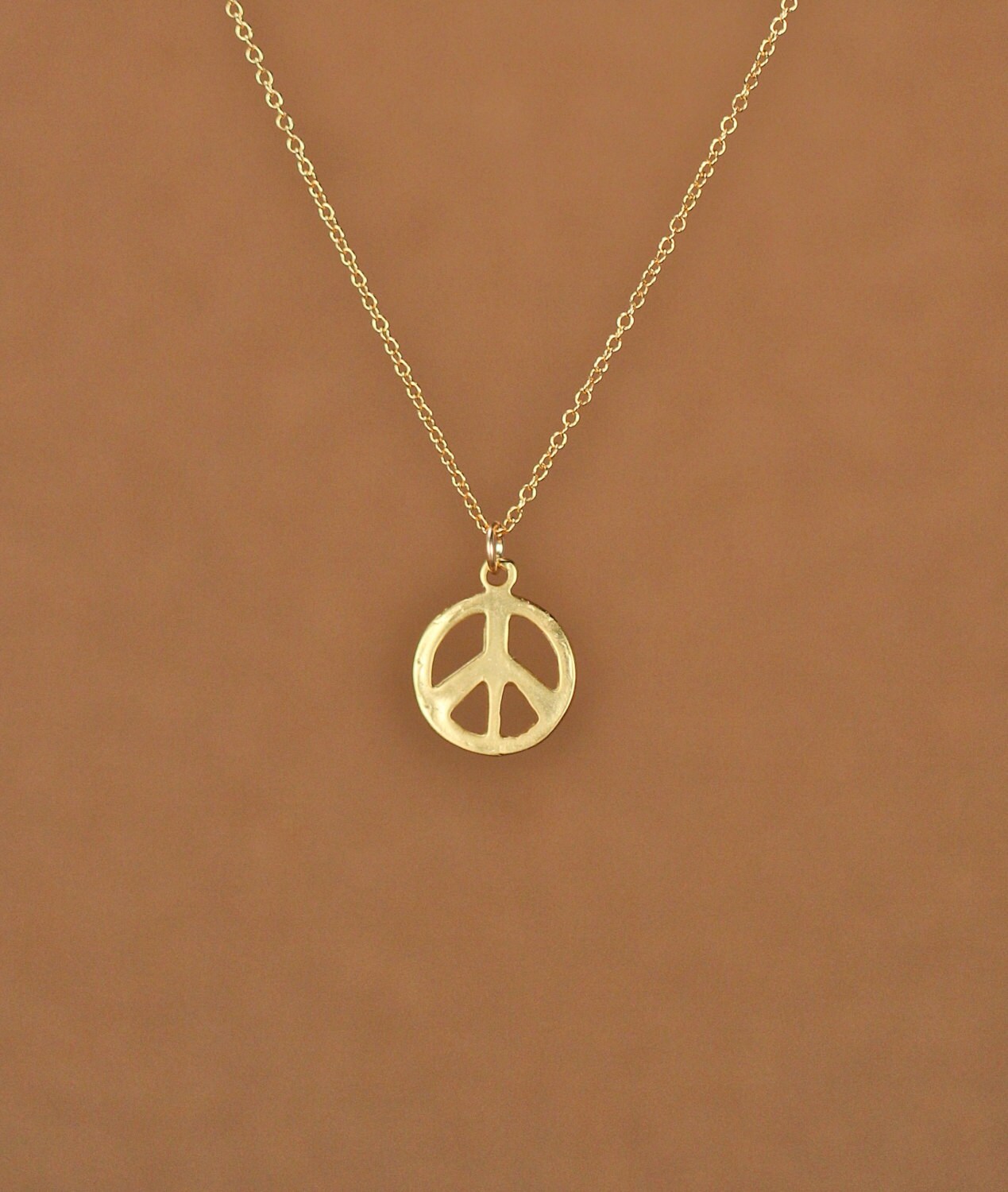 Gold peace sign necklace peace necklace delicate and