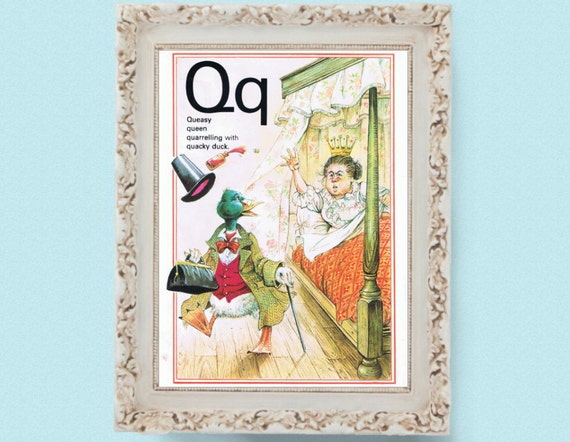 Q is for Queen ALPHABET Vintage Full Page Children's Book