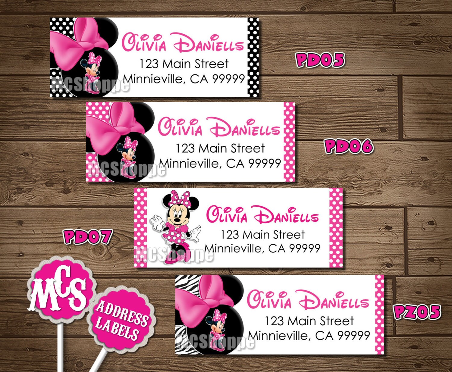 DISNEY ADDRESS LABELS Minnie Mouse Sticker Address Labels