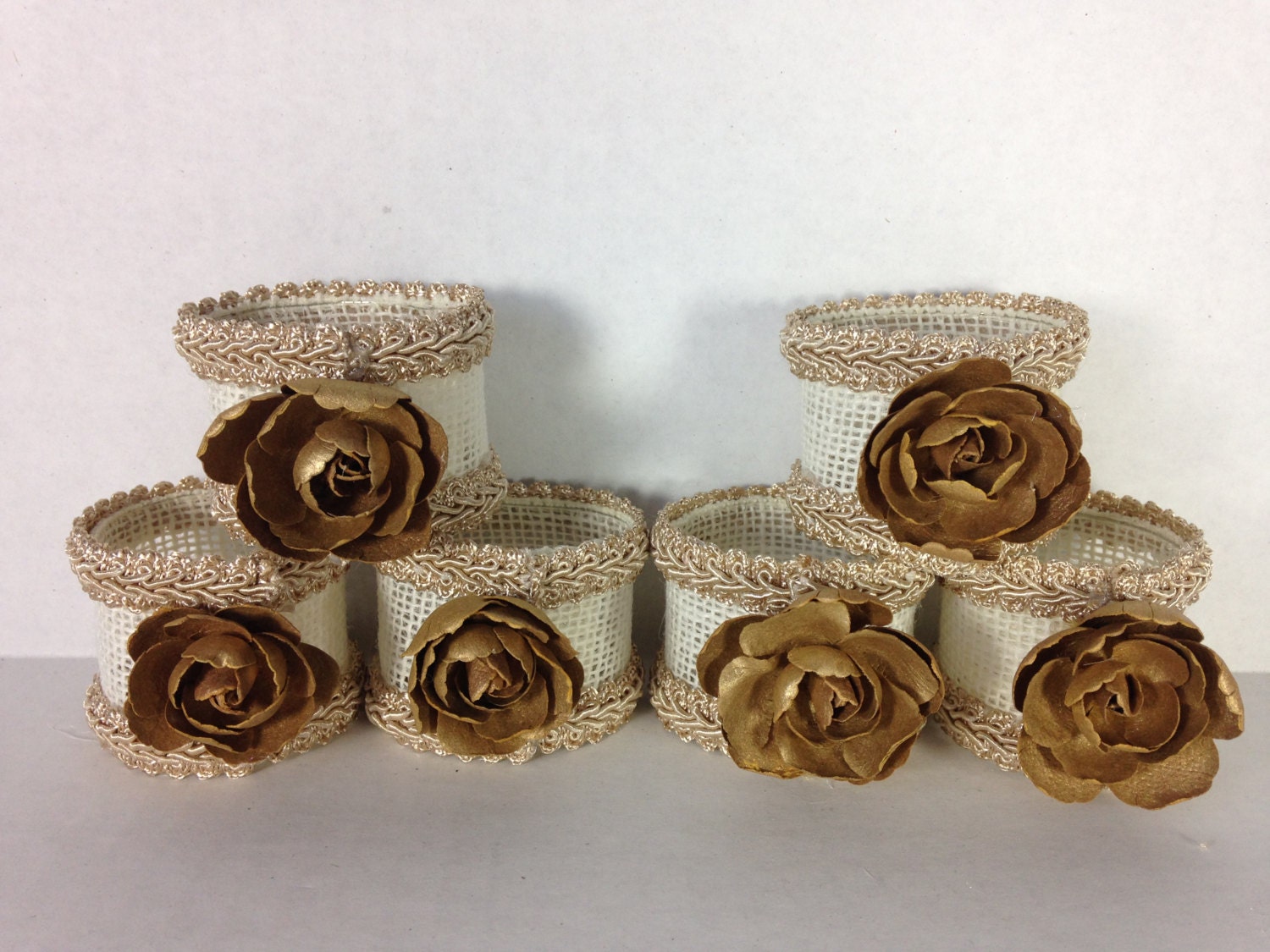 Ivory burlap napkin ring with braided trim and by simpleandsass