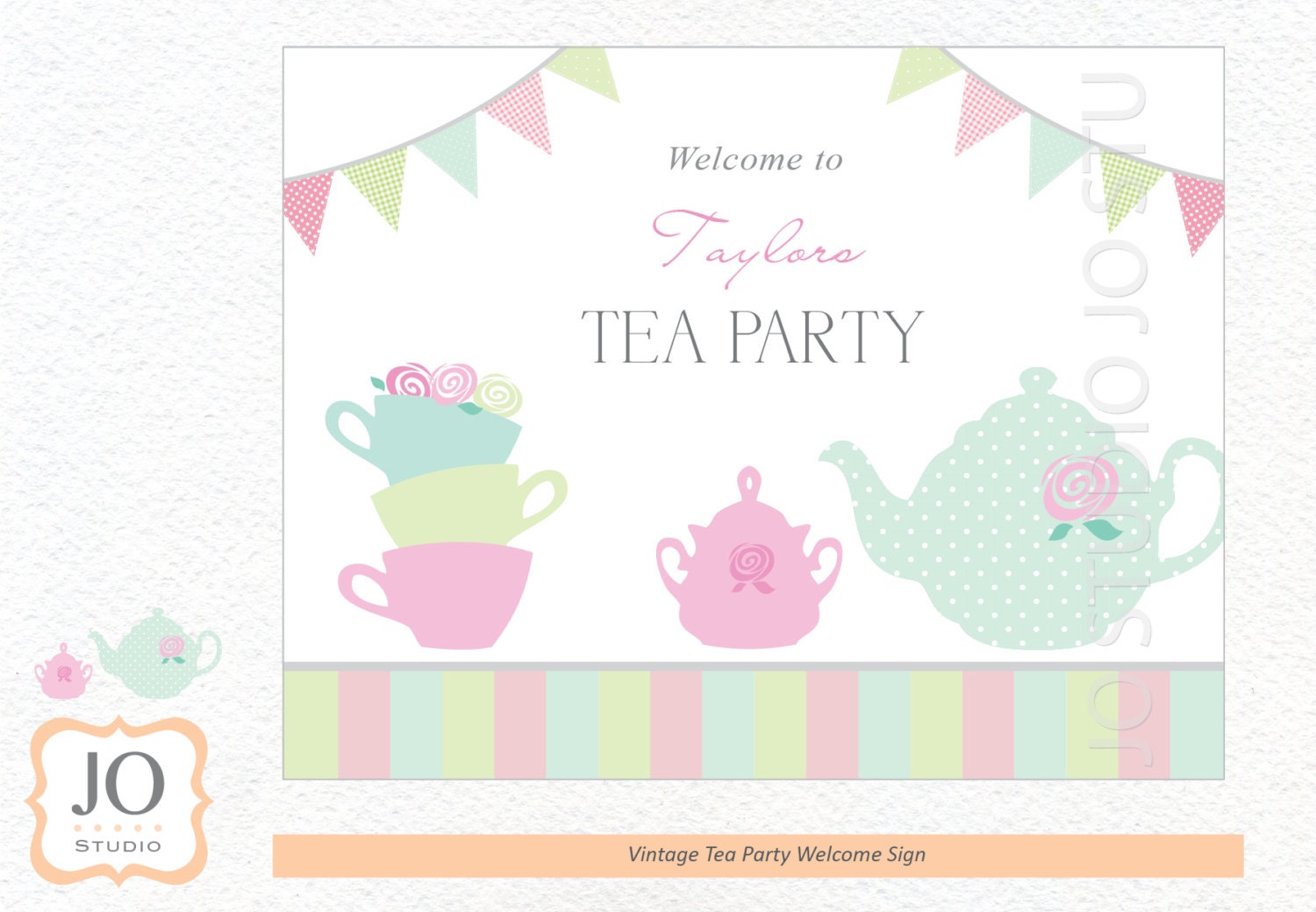 Vintage Tea Party Themed Welcome Sign / Vintage Tea Party