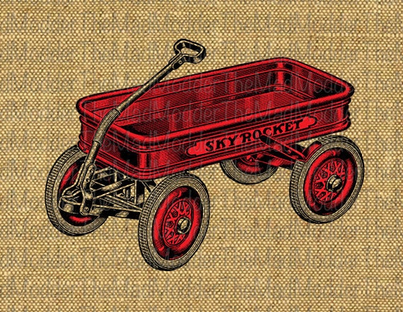 Items similar to Vintage Red Wagon Instant Printable Digital Graphic ...