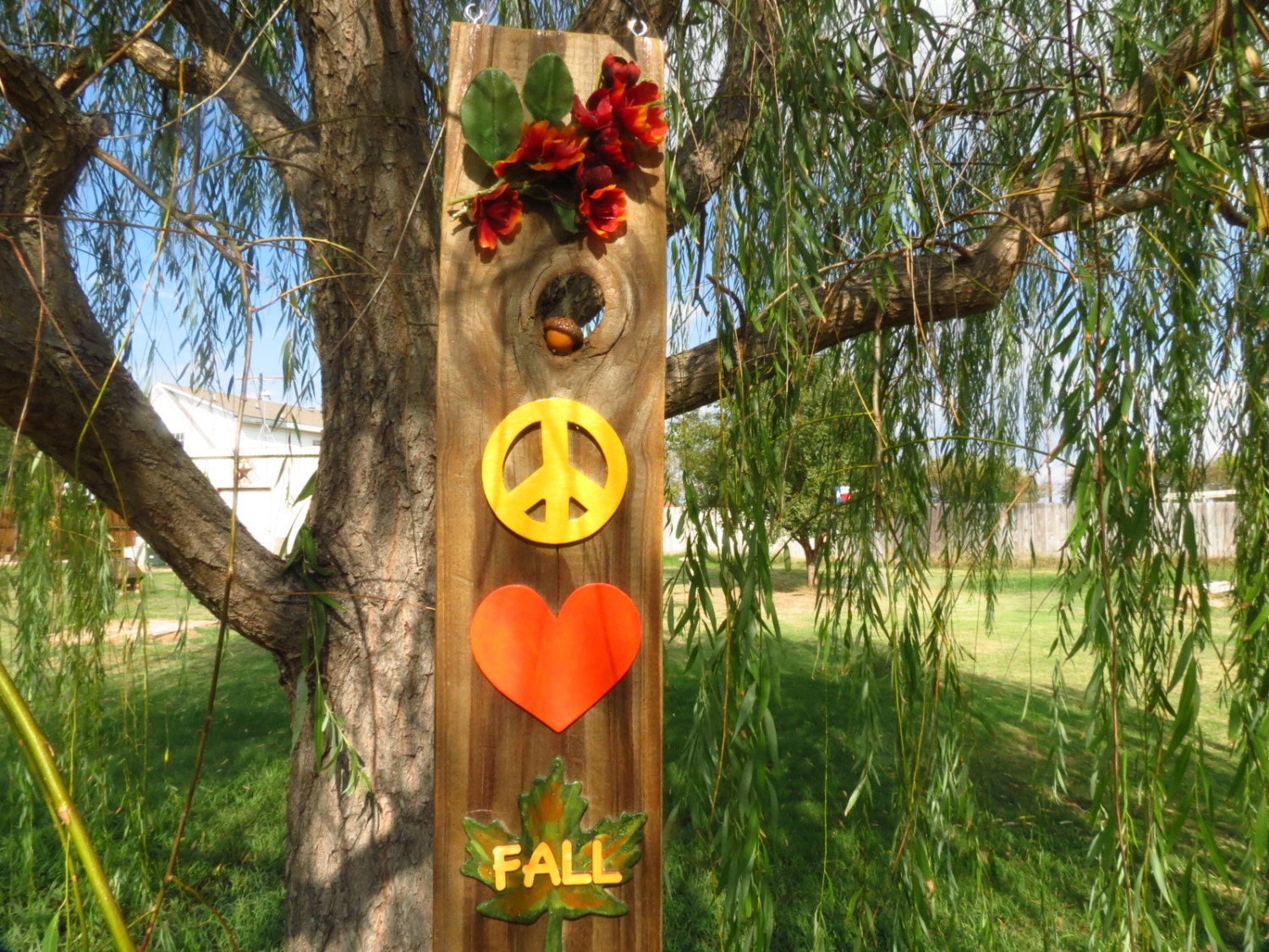 Peace Love Fall Autumn Sign Welcome Fall Bright Fall