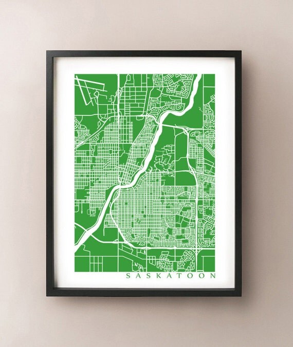 Saskatoon Map Print Saskatchewan Poster by CartoCreative on Etsy