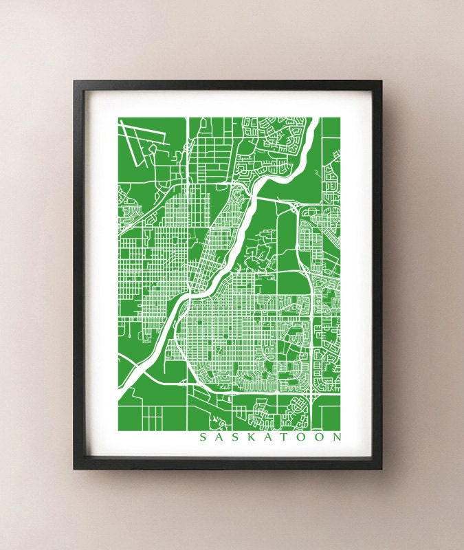 Saskatoon Map Print Saskatchewan Poster by CartoCreative on Etsy