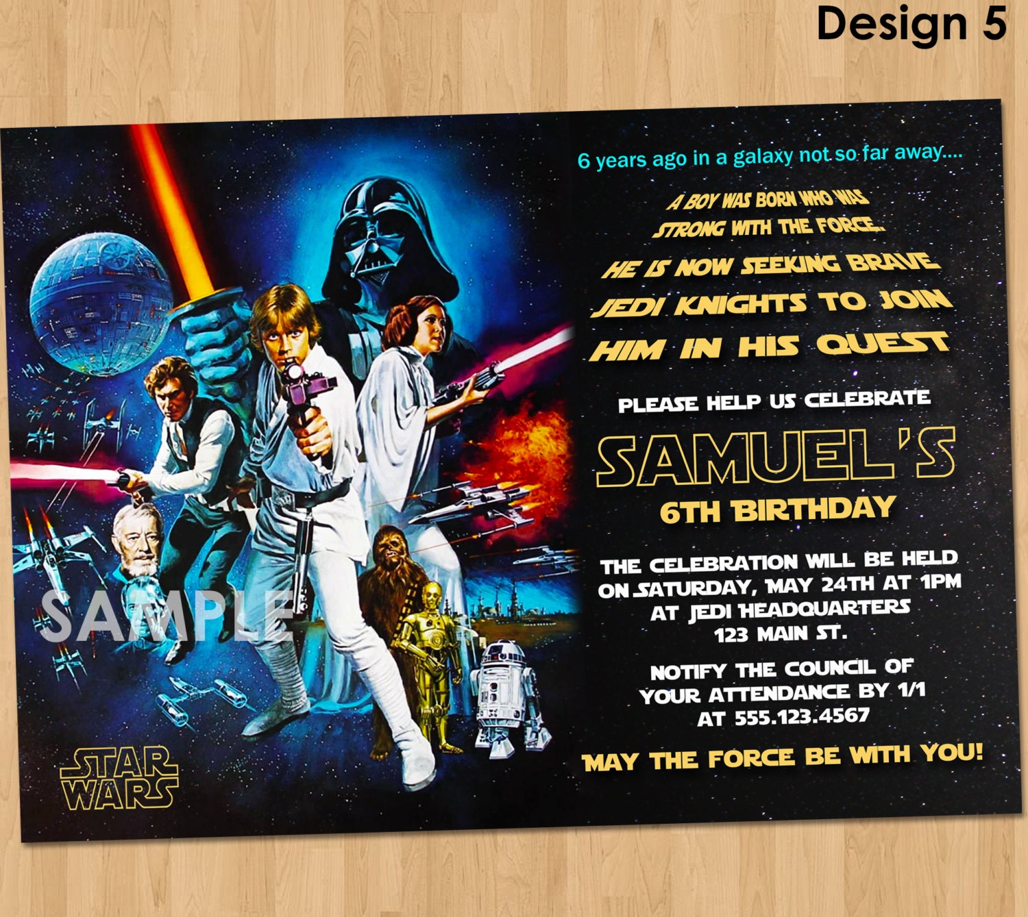 Star Wars Birthday Invitation Star Wars Invitation Birthday