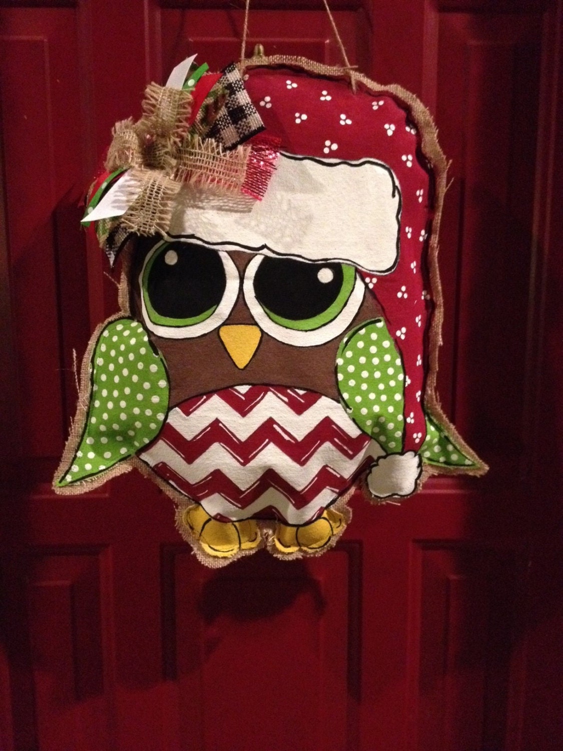 Christmas Owl Door Hanger Christmas Decoration by TiffinyHDesigns
