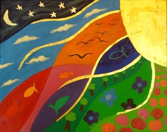 Whimsical sun art | Etsy