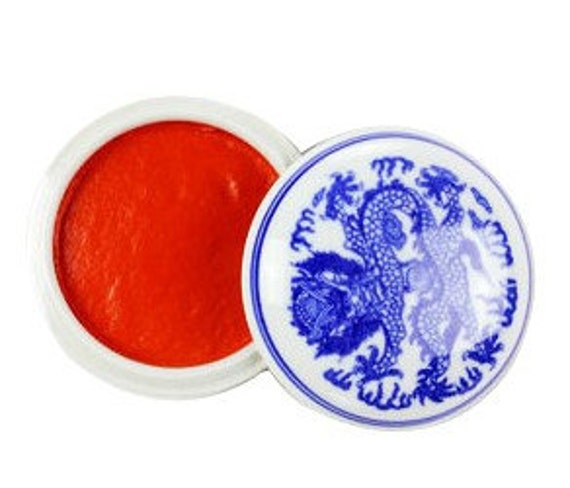 Red Seal Ink Paste / Vermillion Red Cinnabar Ink GMZS / Blue