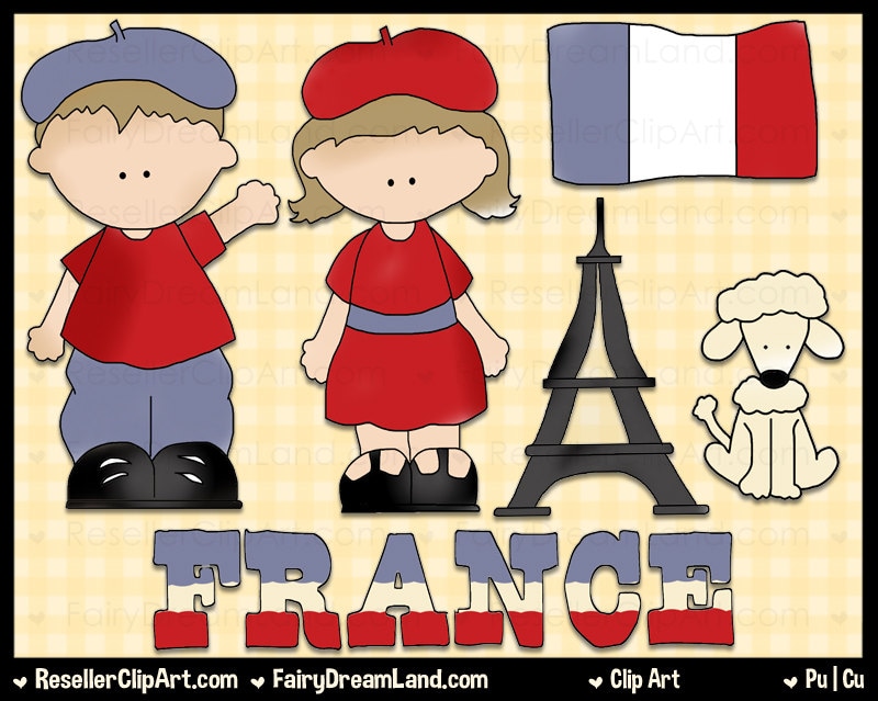 French Kids Digital Clip Art Commercial Use Graphic Image