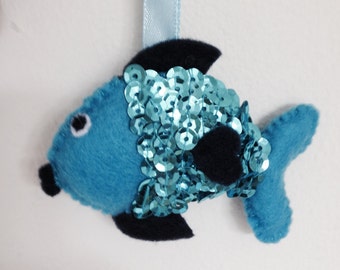 Sequined felted fish