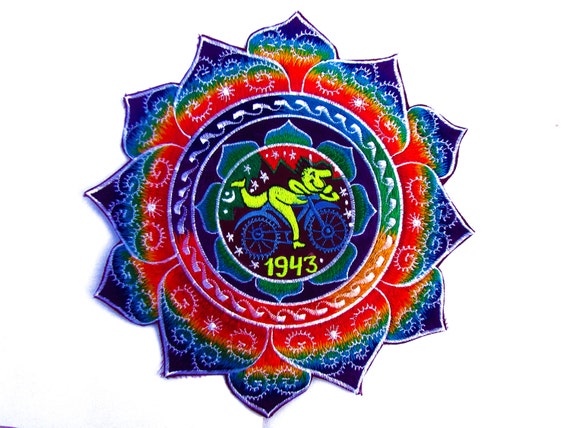 Hofmann LSD Mandala Bicycle Day blacklight rainbow Patch 1943