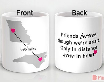 Best Friends Coffee Mug Long Distance Love State to Sate