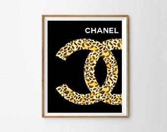 CHANEL Leopard Print Monogram Logo Art Print - Coco Chanel inspire - C ...