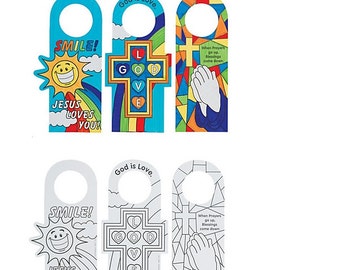 Color Your Own Religious Doorknob Hangers 12 Count, Great Activity For ...